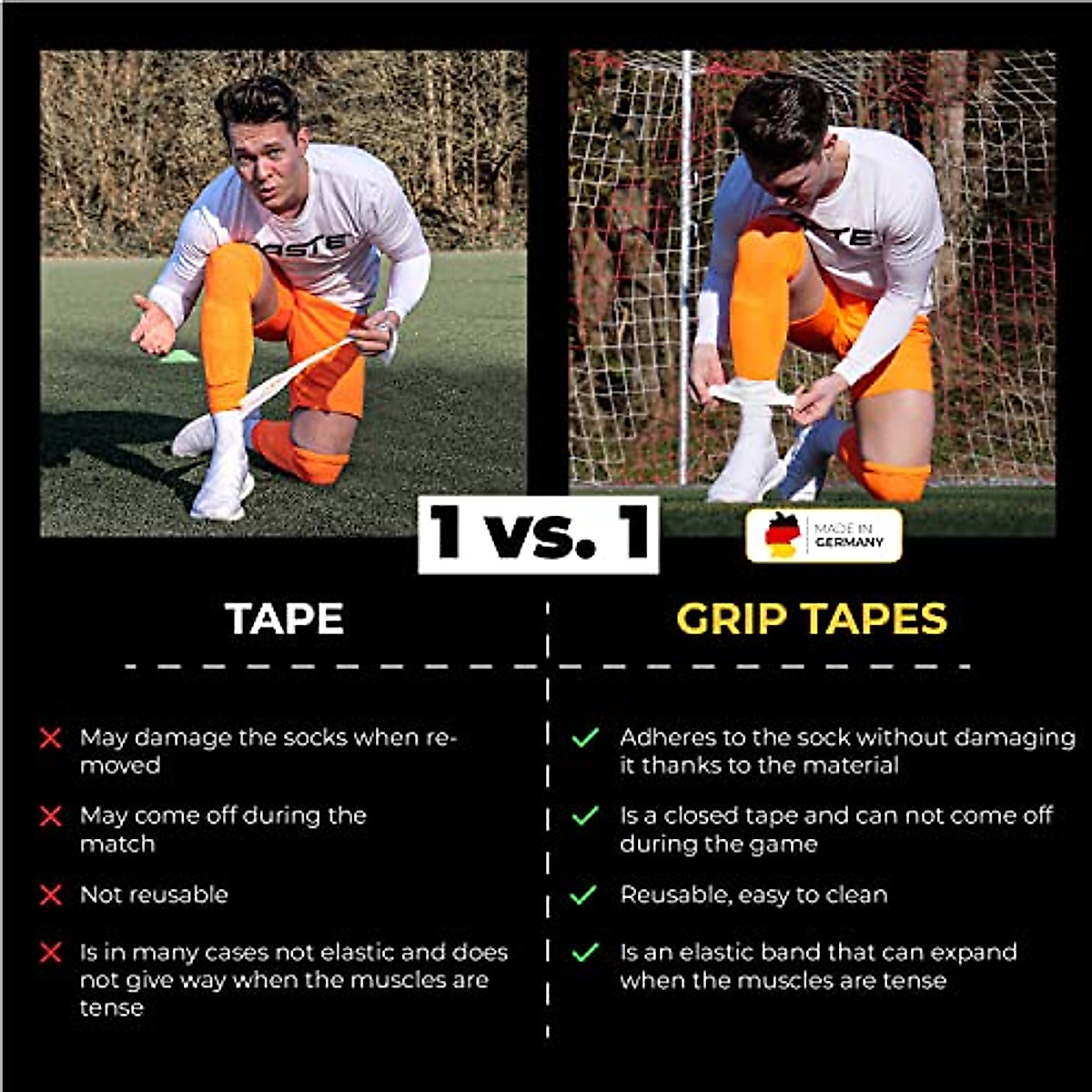 PASTE ® Shin guard straps soccer silicone for adult, men, women, kids, Children & youth black - Shinguard holders & stays - ankle Grip tapes - shin-guard stay, tape & bands as football accessories