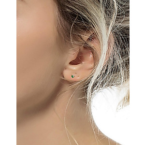 Tornito 20G 18 Pairs Stainless Steel Multicolor CZ Stud Earrings Set Piercing Cartilage Helix Earrings Set Screwback for Women 3MM-5MM