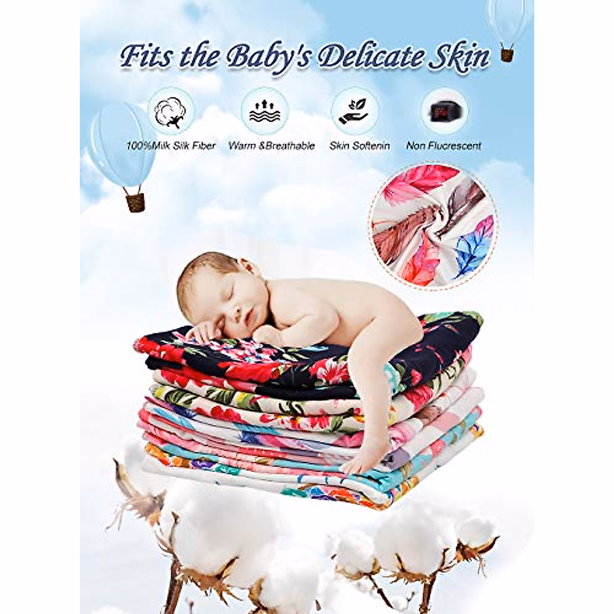 Newborn Receiving Blanket Headband Set - Unisex Soft Baby Swaddle Girl Boy Gifts