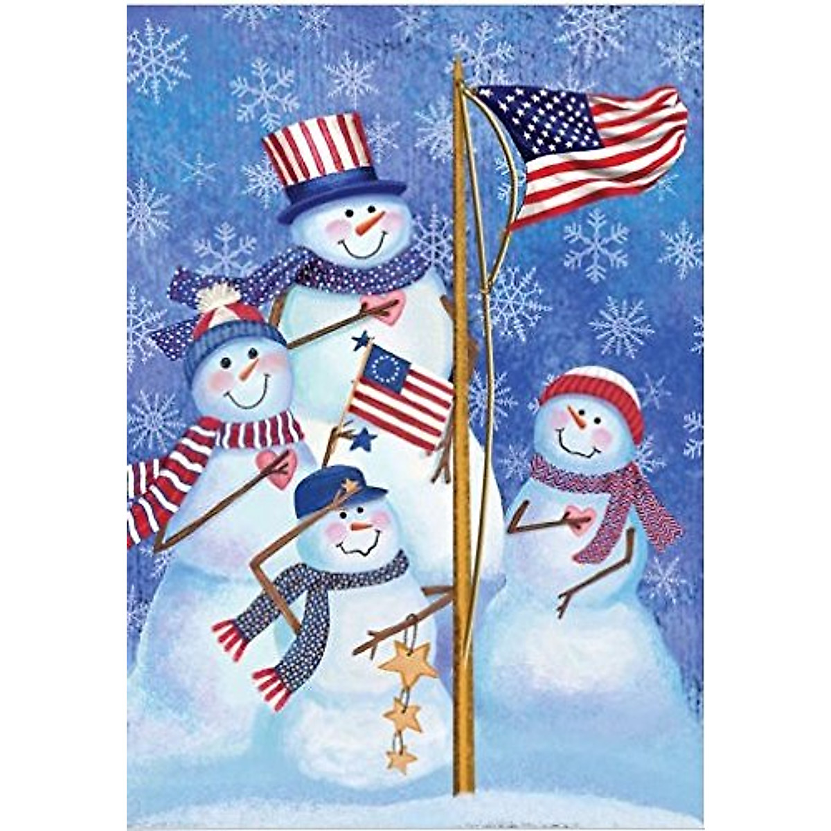 Christmas Snowman Family Garden Flag 12.5" x 18" Winter Snowflakes Small Flag Decorative Double Sided Flag for Winter Xmas Holiday Farmhouse Yard Outdoor Decoration