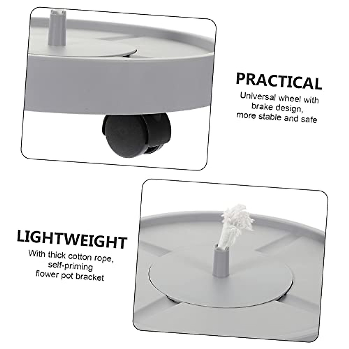 SECFOU Flower Pot Bracket Wheel Dolly Heavy Duty Dolly Round Planter Wheeled Potted Plant Stand Heavy Duty Plant Stand Rolling Plant Caddy Succulent Pot Tray Movable Planter Stand Grey