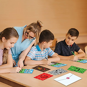 ZOIIWA Pixel Party Invitations with Envelopes, 30 Pieces, Video Game Themed Birthday Party Decorations