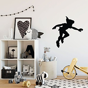 Peter Pan Wall Decal - Shadow - Disney Vinyl Sticker Silhouette for Kid's Playroom, Bedroom Decoration or Nursery Decor