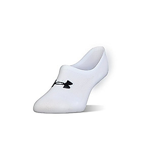 Under Armour Women`s Essential Ultra Low Socks (3 Pack) (White(13019313-101)/Black, Medium)