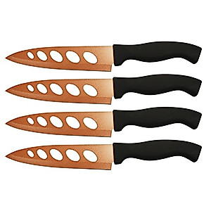 Set of 4 Copper Knives! 6.25" Blade - As Seen on TV Never Sharpen Knives! Stays Sharp Forever! Effortless Clean Cuts Every Time! Ideal for Chopping, Dicing, Mincing, and More! (4)