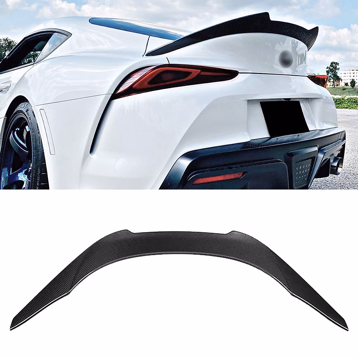 A90 Rear Spoiler Real Carbon Fiber Compatible for 2019+ Supra A90 A91 gr Coupe Gloss Black Trunk Spoiler Wing