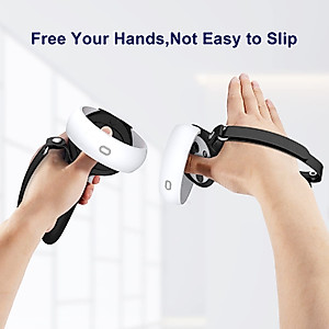 XFORTEN Controller Extension Grips Cover for Oculus Quest 2, Controller Protector with Adjustable Knuckle Straps, for Enhanced Comfort in VR Game Accessories and Beat Saber (Black)…