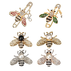 6PCS honeybee bee brooch pins for women fashion set rhinestone brooches elegant personality brooch pins women's brooches