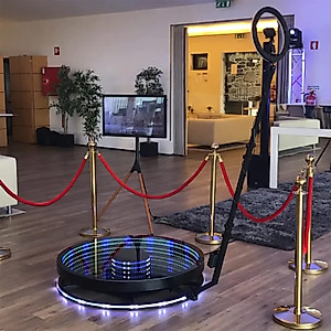 Peepoleck 360 Photo Booth Machine 100cm with Flight Case, Magic Glass 360 Automatic Spin Camera Booth, 5 People Stand on Remote Control Rotating 39.4"