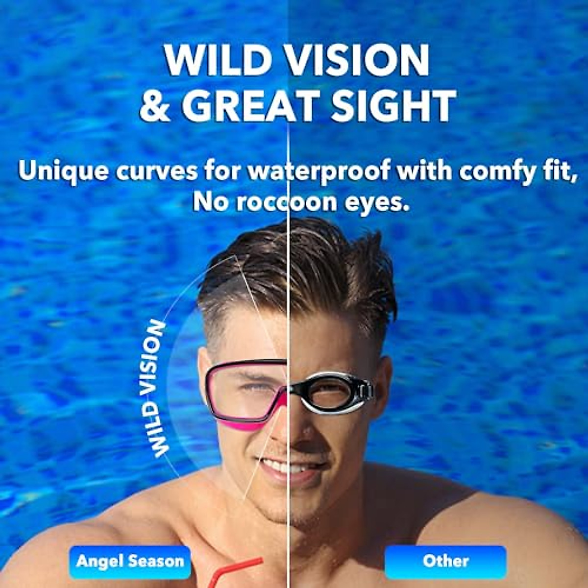 Angel season Swim Goggles Adult UV Anti Fog Waterproof Swimming Goggles Eyewear Men Women Pool Water Sports Adjustable, Pink