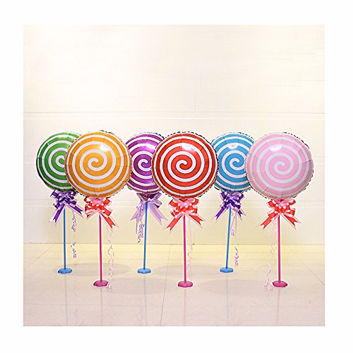 SOTOGO 31 Pieces Sweet Candy Balloons Round Lollipop Balloon Birthday Wedding Party Balloons Candy Dot Balloons Aluminum Balloons