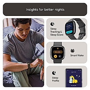 Fitbit Sense 2 Advanced Health and Fitness Smartwatch with Tools to Manage Stress and Sleep, ECG App, SpO2, 24/7 Heart Rate and GPS, Shadow Grey/Graphite, One Size (S & L Bands Included)