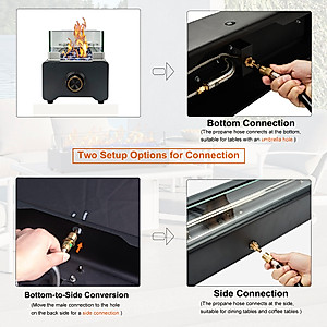 BAIDE HOME 28-inch Table Top Propane Fire Pit, 40,000 BTU Tabletop Firepit for Patio, Outdoor Portable Fireplace Rectangular Fire Bowl w/Wind Glass Shield, Glass Rocks - Black