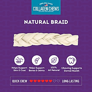 Treatly USA Collagen Braids 6-7" Dog Chew Treats - Natural Flavor, 6 Count/1 Pack