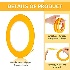 Cornison 3 Rolls Pinstripe Tape Thin Tape Masking Tape Automotive for DIY Car Auto Paint (Yellow,1/16 Inch x 60 Yard)