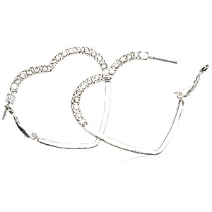 GUESS Silver-Tone Heart Hoop Earrings
