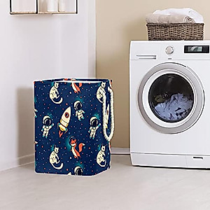 Laundry Hamper Astronaut and Cosmic Pattern Collapsible Laundry Baskets Firm Washing Bin Clothes Storage Organization for Bathroom Bedroom Dorm