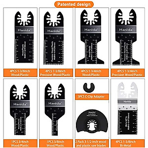 Hanida 24PCS Metal Wood Oscillating Multitool Blades Quick Release Oscillating Saw Blades Universal Multi Tool Blades Set Fit for Porter Cable Rockwell Ridgid Ryobi Milwaukee Dewalt Makita Bosch Fein…