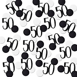 Black Glitter 50 Confetti, 50th Birthday Number Confetti, 200pcs Anniversary Party Table Decoration Supplies
