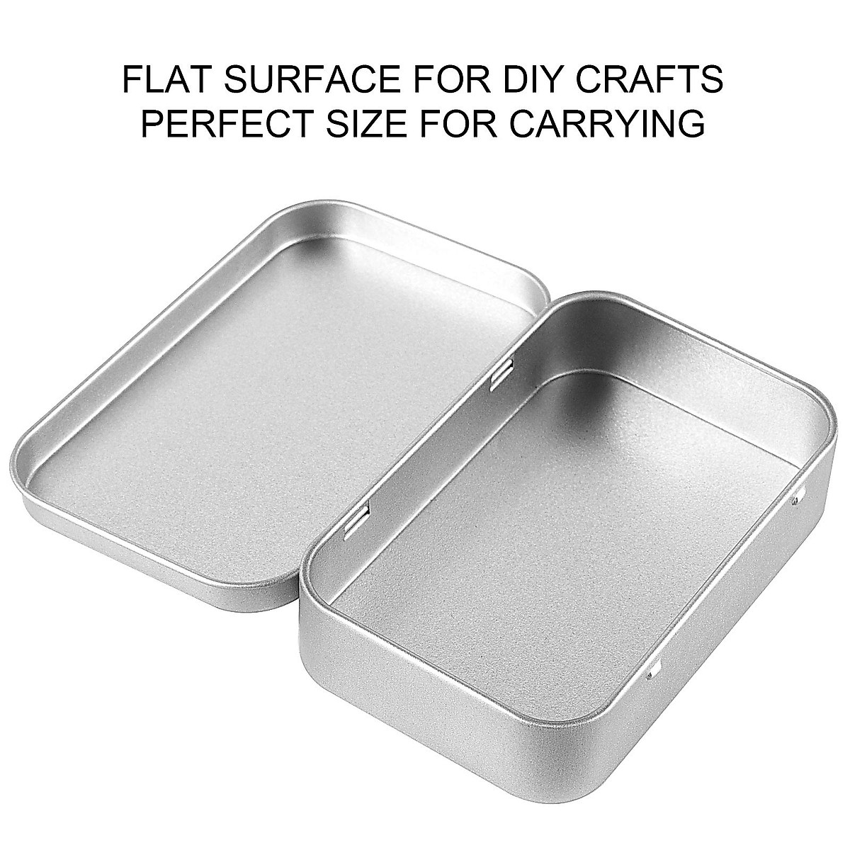 ZOENHOU 60 PCS 3.7 x 2.3 x 0.8 Inch Silver Rectangular Hinged Tins Box Containers, Portable Small Storage Tin Box with Lids, Metal Home Organizer for Jewelry Crafts Candy Gift Card Holder
