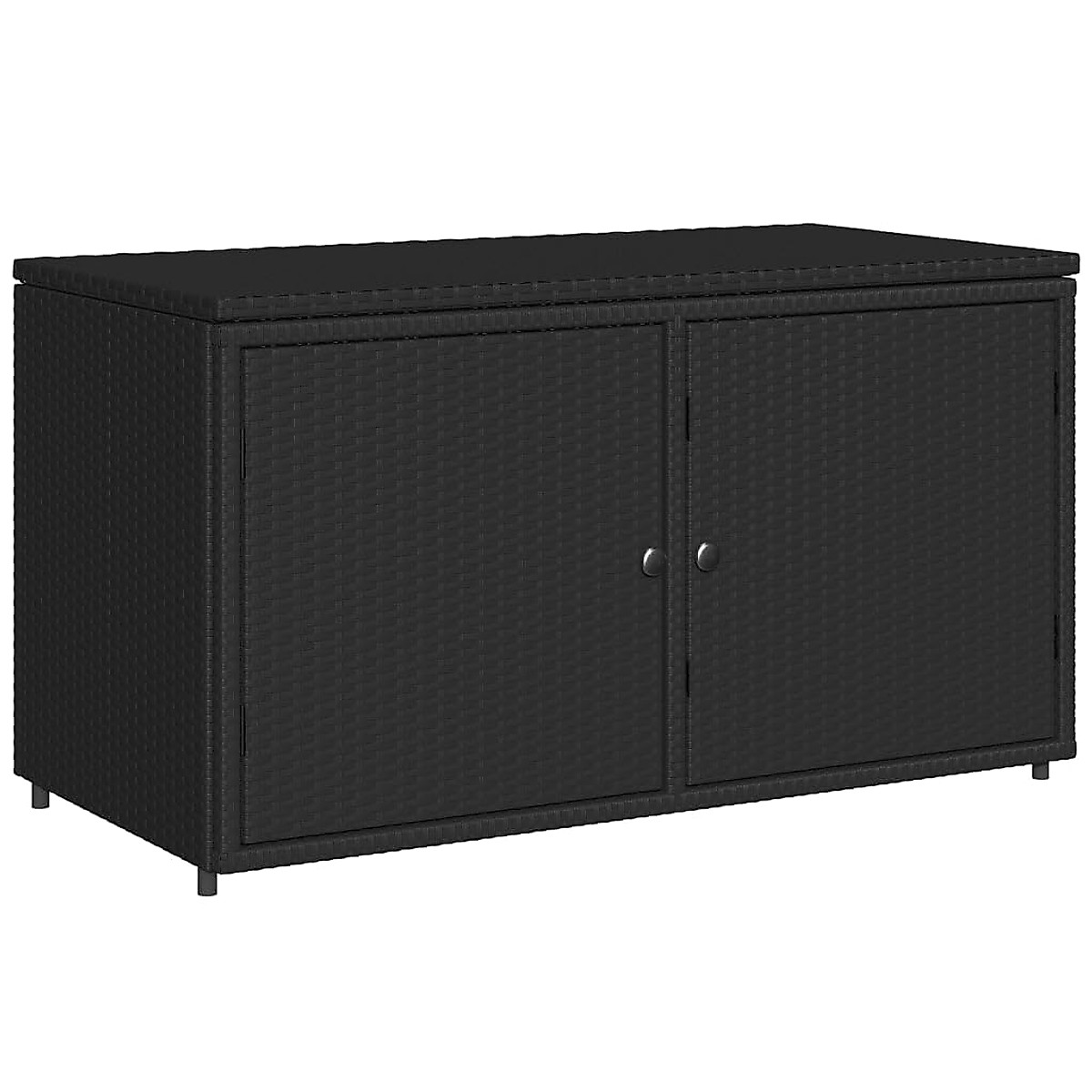 Gecheer Patio Storage Cabinet Outdoor Garden Storage Organizers Black 43.3"x21.7"x23.8" Poly Rattan 0223026C 0224026C
