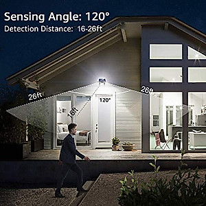 Ambaret Security Solar Lights Outdoor, 3 Head Motion Sensor Detected Lights Adjustable 230 LED 1200LM Flood Lights Outdoor Spotlights 360° Rotatable IP65 Waterproof for Yard Garden Garage Patio