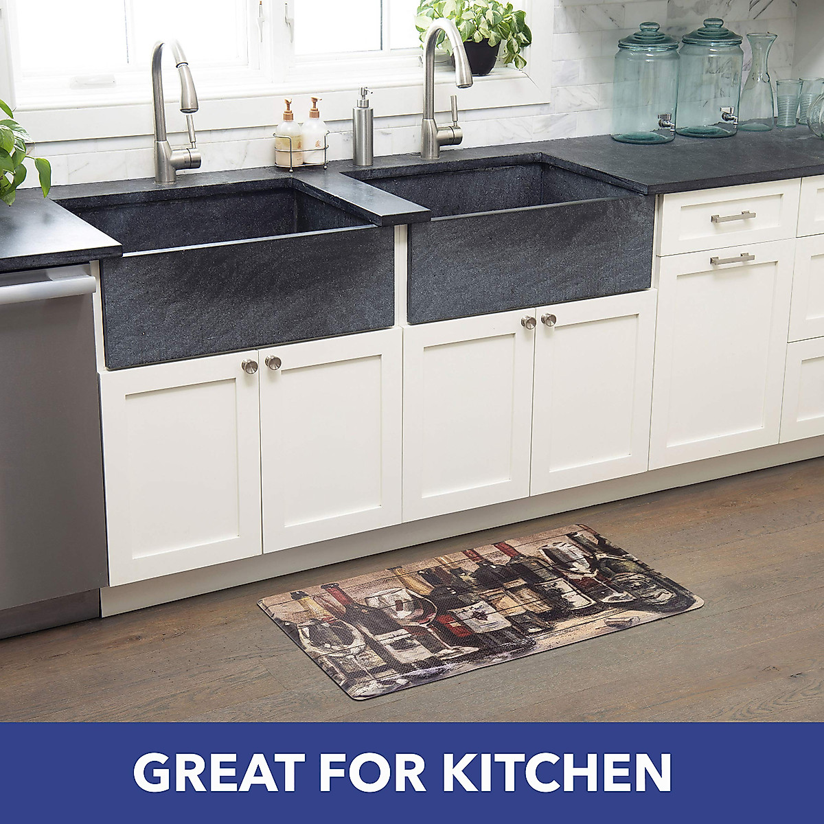 SoHome Cozy Living Anti-Fatigue Designer Kitchen Mat, Wine Asst. Themed-Non Slip, Stain Resistant, Easy Clean, 1/2 Inch Thick Comfort Chef Mat, 18" x 55"