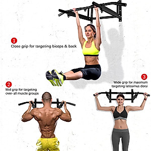 KDFJ Wall Mounted Pull Up Bar,Horizontal Bars, Home Gym Chin Up, Pull Up Training Bar Sport Fitness Sit-Ups Eqiuipments 6-Hole Design-Black