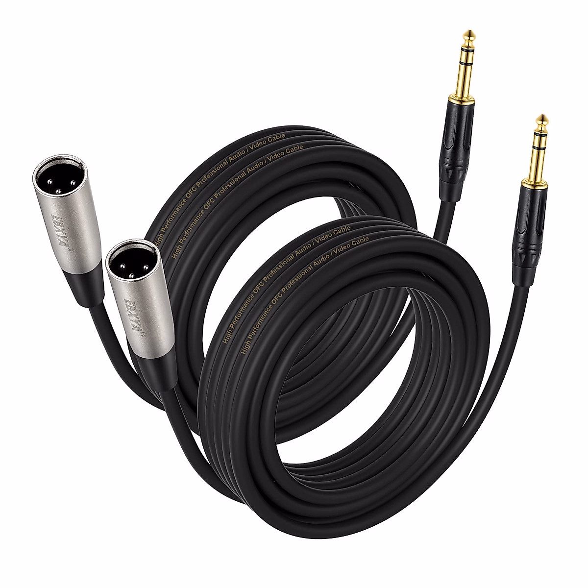 EBXYA 1/4" TRS to XLR Male Balanced Mic Microphone Cable 6ft, XLR to 6.35 Jack, 2 Packs