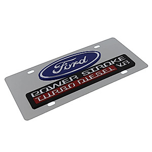 Eurosport Daytona- Compatible with 2005, Ford Powerstroke Turbo Diesel LogoStainless Steel License Plate