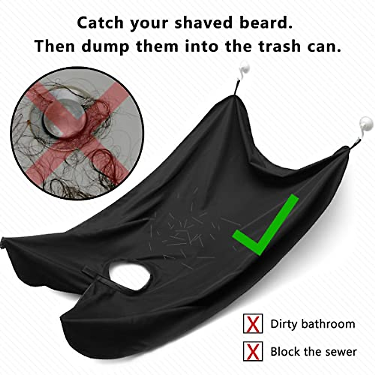 Cape for Men Shaving,Non-Stick Beard Cape for Trimming, Beard Apron,Gifts for Men Beard catcher, Beard Bib(C26-black)