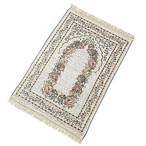 Lovt Praying Rug,Portable Folding Prayer Carpet Floral Prayer Mat Rug Anti Slip Cotton Polyester Travel Praying Rug for Church, Home,Hall, Camping