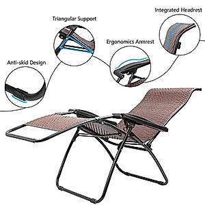 Homall Wicker Zero Gravity Chair Patio Folding Recliner Adjustable Portable Rattan Lounge Outdoor Chair for Lawn Poolside Yard Camping and Fishing (Brown)