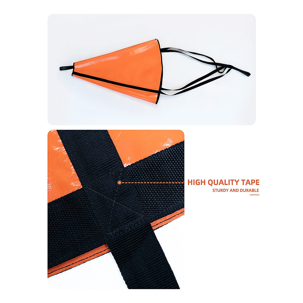 BLUEWING 32in Sea Anchor Drift Sock 840D Nylon Parachute Fishing Drogue for Marine Boat/Jet Ski/Sail, Orange