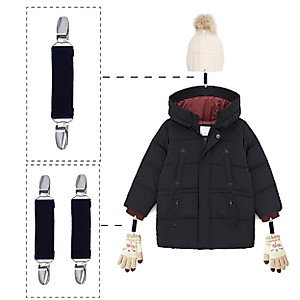 TRIWONDER Mitten Clips for Toddlers Kids Gloves Clips Adults Dress Clips Back Cinch Suspender Sweater Cardigan Shawl Boot Hat Clip for Travel (Black, 7.5cmx2-10cmx1-120cmx1)
