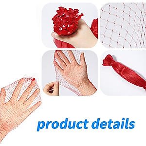 Generic 100-Pack Reusable Red Nylon Mesh Net Produce Bags, 23.6in Long, Holds up to 11lbs - Durable, Ideal for Fruits, Vegetables, Fish, Shrimp, Crabs & More, BD-012