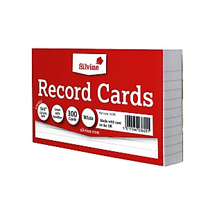 Silvine 5x3 Record Cards - Lined with headline, 100 cards per pack. Ref 553W (127 x 76mm)