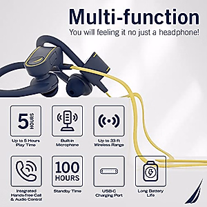 Nautica Stereo Sport Earphones H110 Sports Wireless Earbuds Wireless Running Headphones with Microphone, Bluetooth 5.0 and 15 Hrs Playtime
