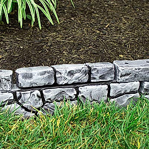 Gardeneer Stonewall Faux Stone Border Edges, Grey, Pack of 4