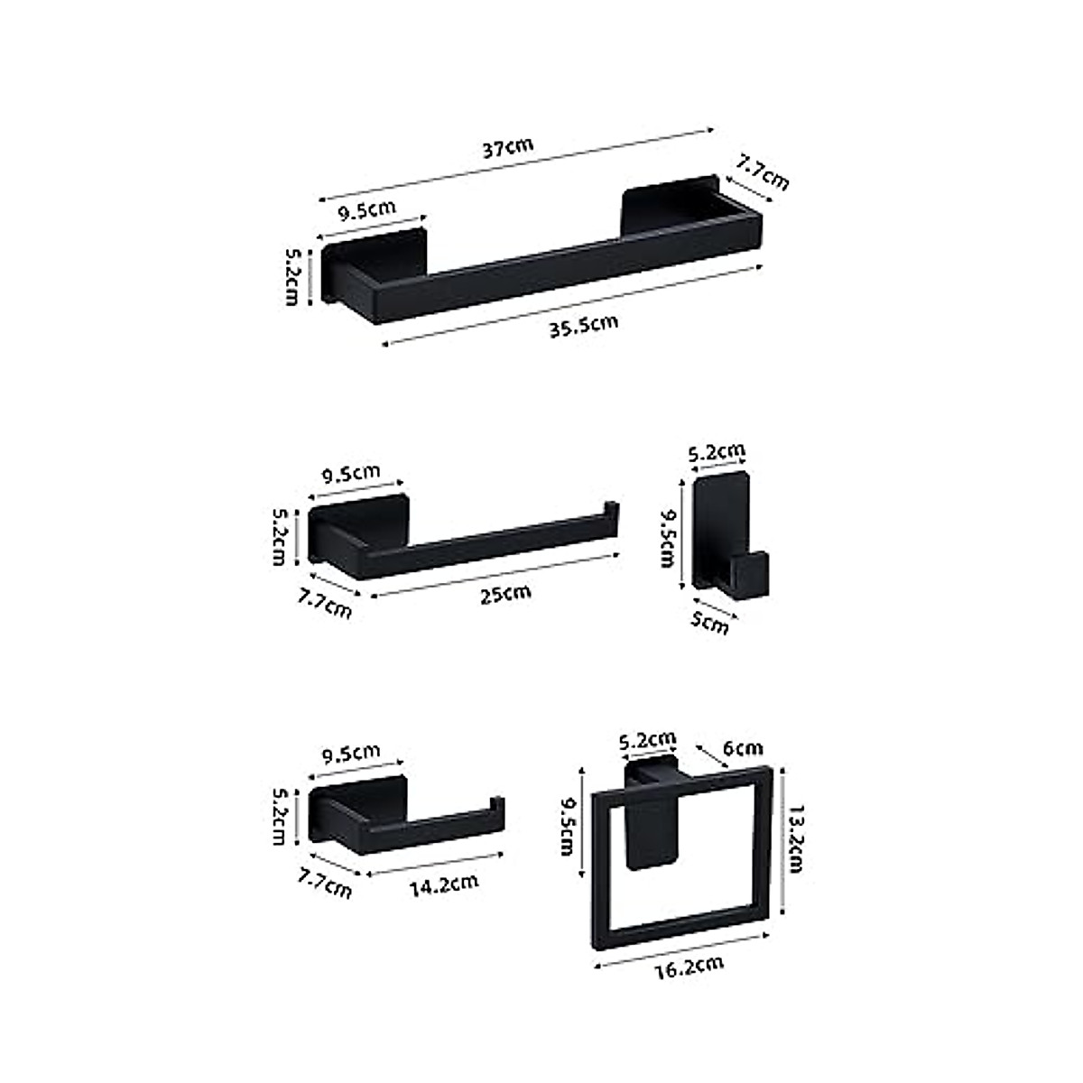 Bath Hardware Sets Toilet Paper Holder Towel Rack Bar Rail Robe Hook for Bathroom Products Accessories,Black Paper Holder A