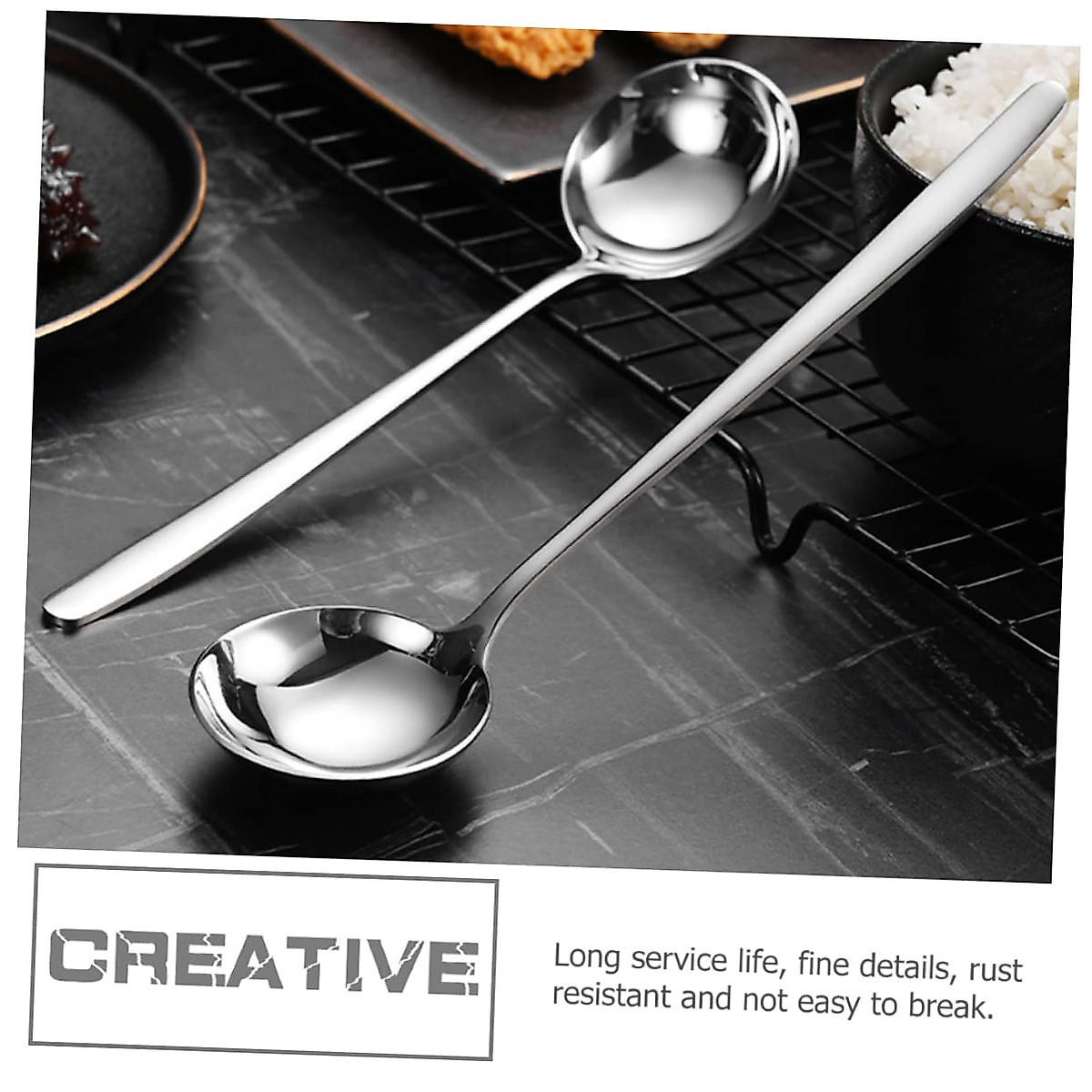 VINTORKY Slotted Spoon Big Ladle Spoon s Tea s Stainless Steel Soup Spoon Soup Ladle