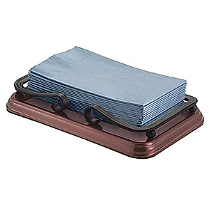 mDesign Decorative Metal Guest Disposable Paper Hand Towel Storage Tray Dispenser - Sturdy Holder with Non-Skid Base and Scroll Design - for Bathroom Vanity Countertops - Bronze/Warm Brown
