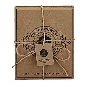 Santa Barbara Design Studio Gift Set Drinking Essentials SIPS Drinkware Kraft Cardboard Book Gift Box, 3-Pieces, Tea Accessories
