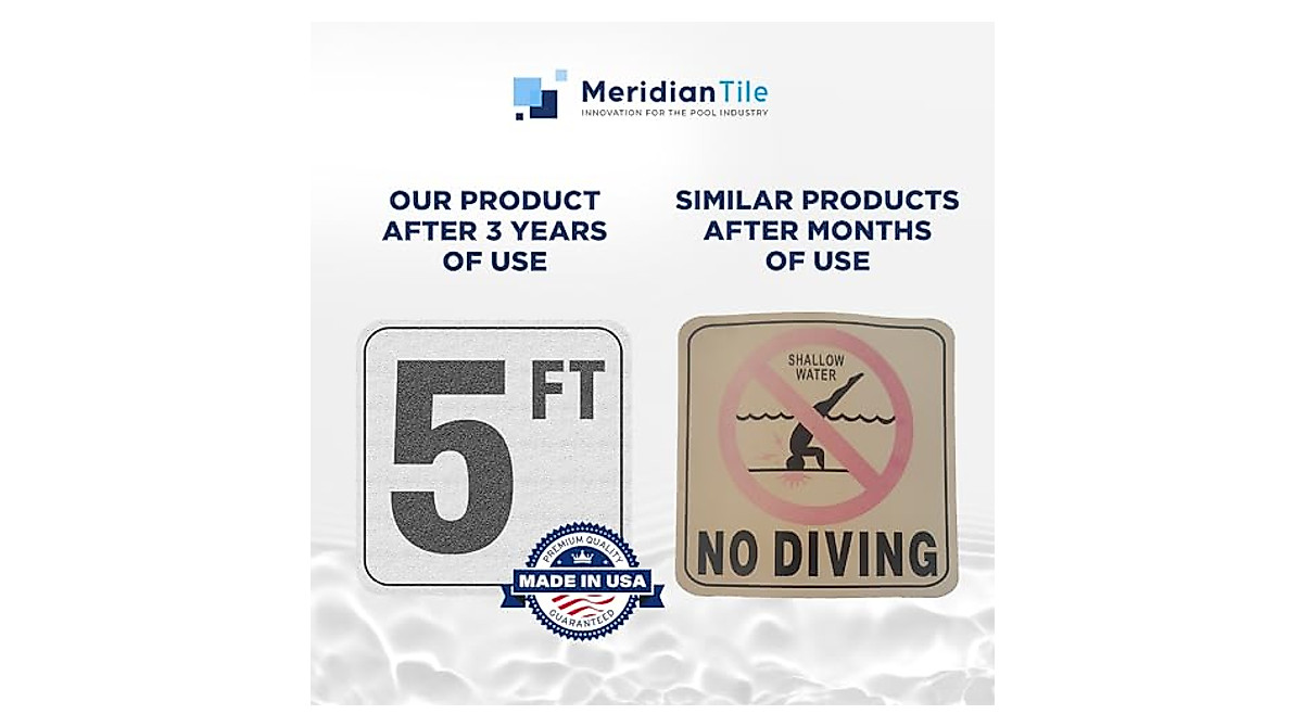 Aquatic Custom Tile, 5FT Pool Depth Markers, 6x6 Inches Vinyl Pool ...