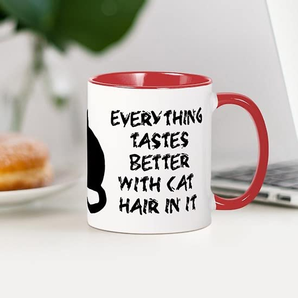 CafePress Everything Tastes Better With Cat Hair Mugs Ceramic Coffee Mug, Tea Cup 11 oz
