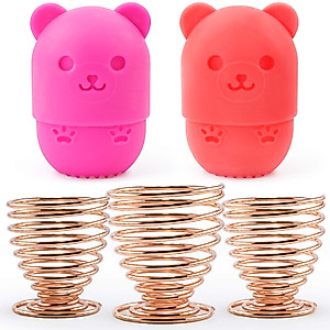 BEAKEY 3+2 Pcs Makeup Sponge Holder, Silicone Makeup Sponge Travel Storage Case, Breathable Beauty Sponge Rack