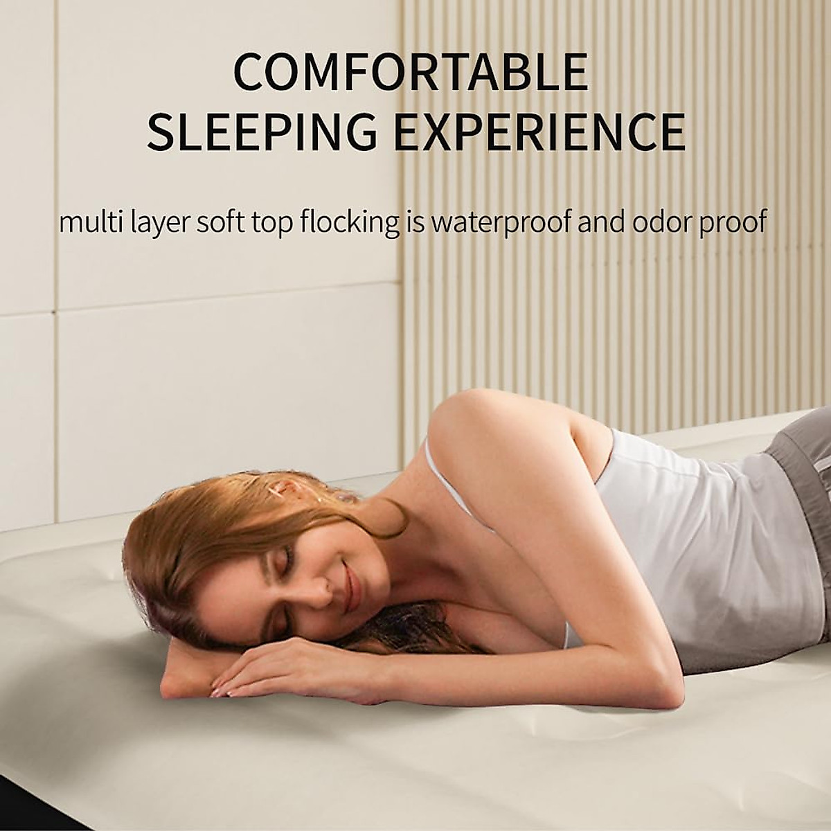 SENNOUL Air Mattress Queen with Built in Pump - Upgraded Blow Up Bed, 2 Mins Quick Self Inflatable with Double Air chamber, 16"/650lbs Max, All Night No Lost Air, for Camping,Home,Portable Travel