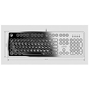 Azio Retro - Wired USB Mechanical Keyboard in Black and Chrome for PC (Blue Switch) (MK-RETRO-01)