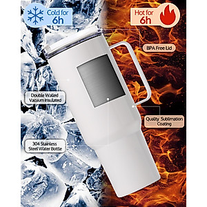 OFFNOVA 40oz Sublimation Tumblers with Handle, Stainless Steel Coffee Tumbler Blank, Double Wall Vacuum Sublimation Travel Cups for Heat Press Printing