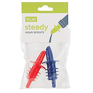 True Liquor Pourers, Free Pourer Spouts for Liquor Bottles, Bottle Pour Spout At Home Bar Accessories for Bars, Red/Blue Set of 2